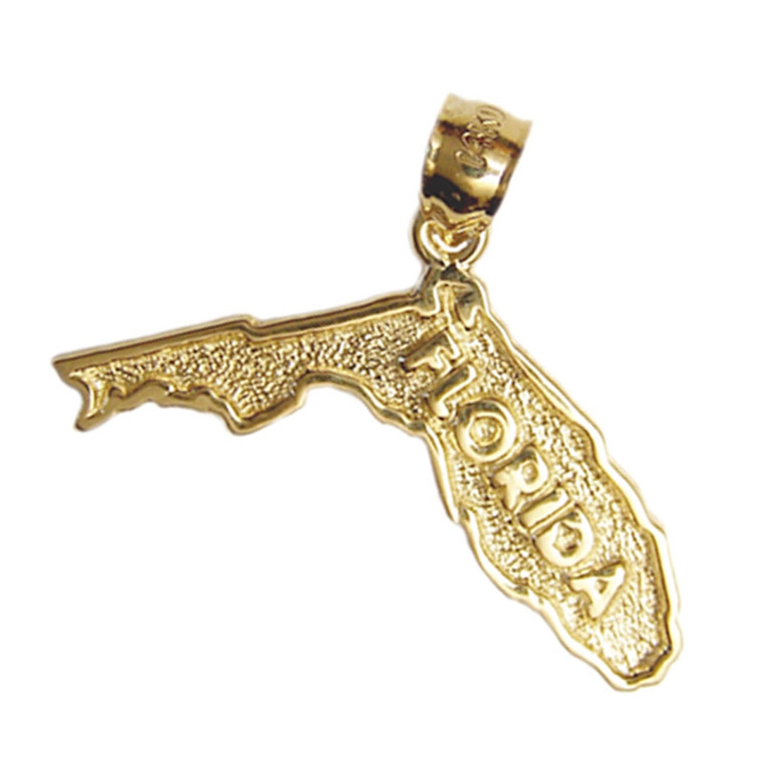 New 14k Gold Florida State Map Pendant - Etsy
