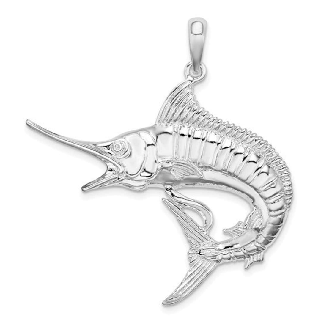 New .925 Sterling Silver Marlin Fish Pendant - Etsy