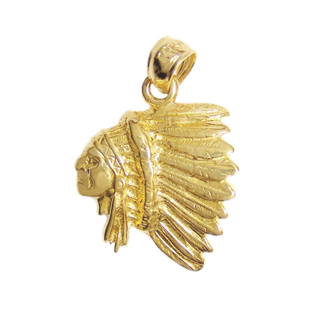 New 14k Gold Native American Indian Chief Pendant - Etsy