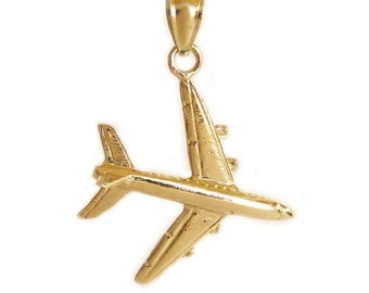 14K Airplane Charm Pendant. Vintage Solid Gold Boeing 707 Airplane ...
