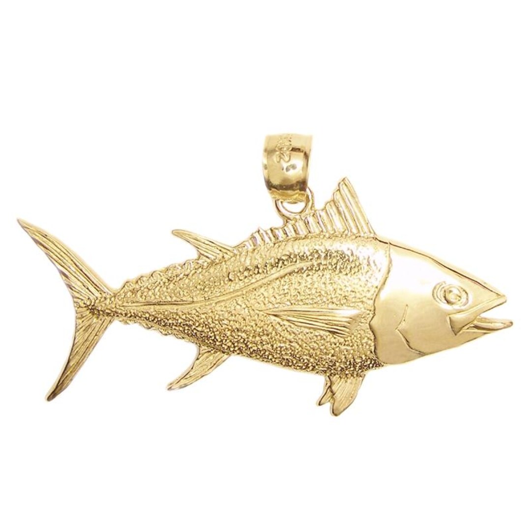 New 14k Gold Tuna Fish Pendant - Etsy