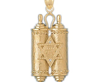 Gold Torah Pendant - Etsy