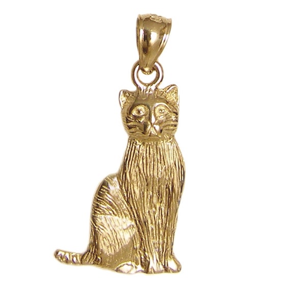 New 14k Yellow Gold Cat Pendant - Etsy