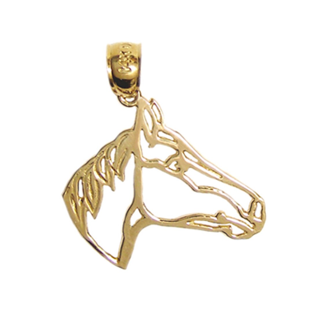 New 14k Gold Horse Pendant - Etsy