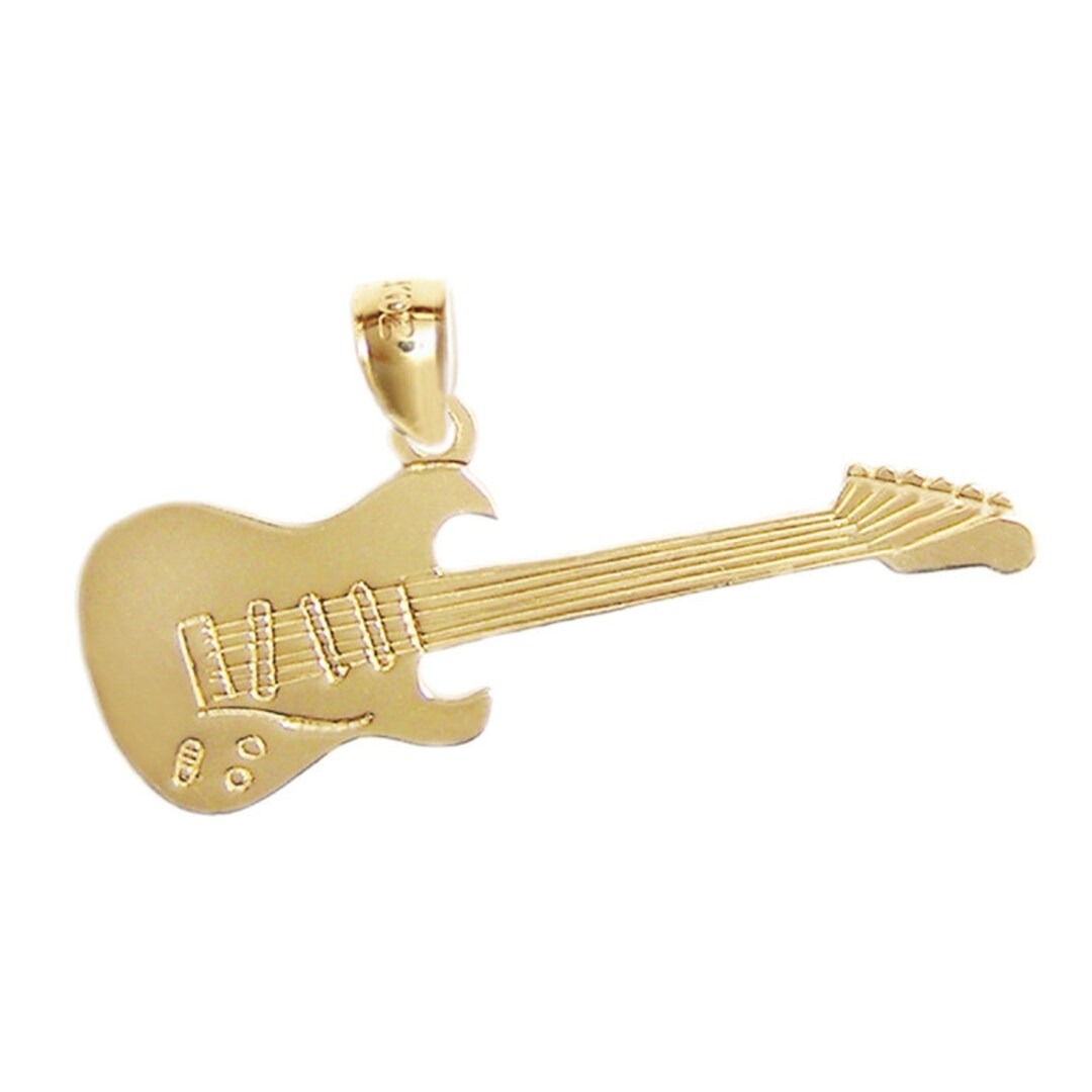 New 14k Gold Electric Guitar Charm Pendant - Etsy