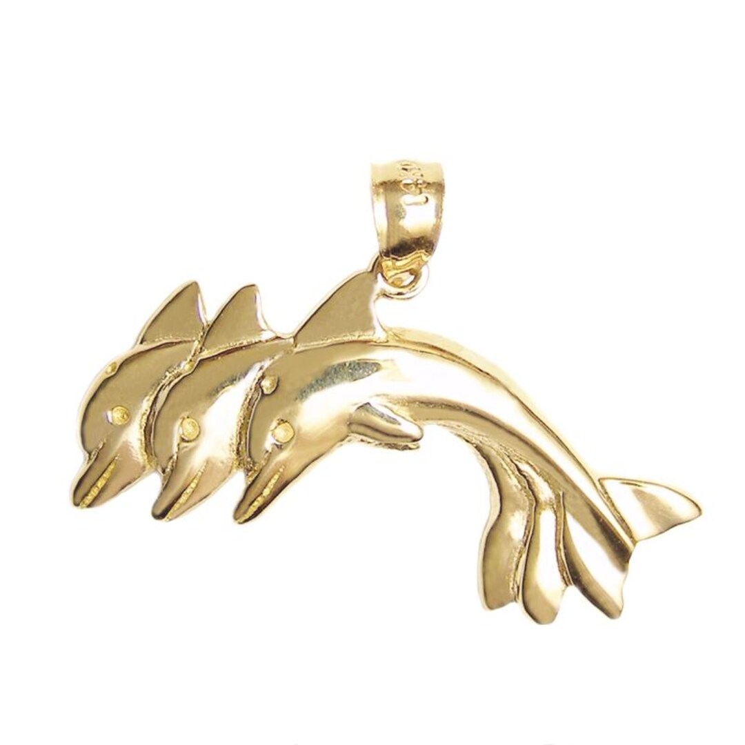 New 14k Gold Dolphin Pendant - Etsy