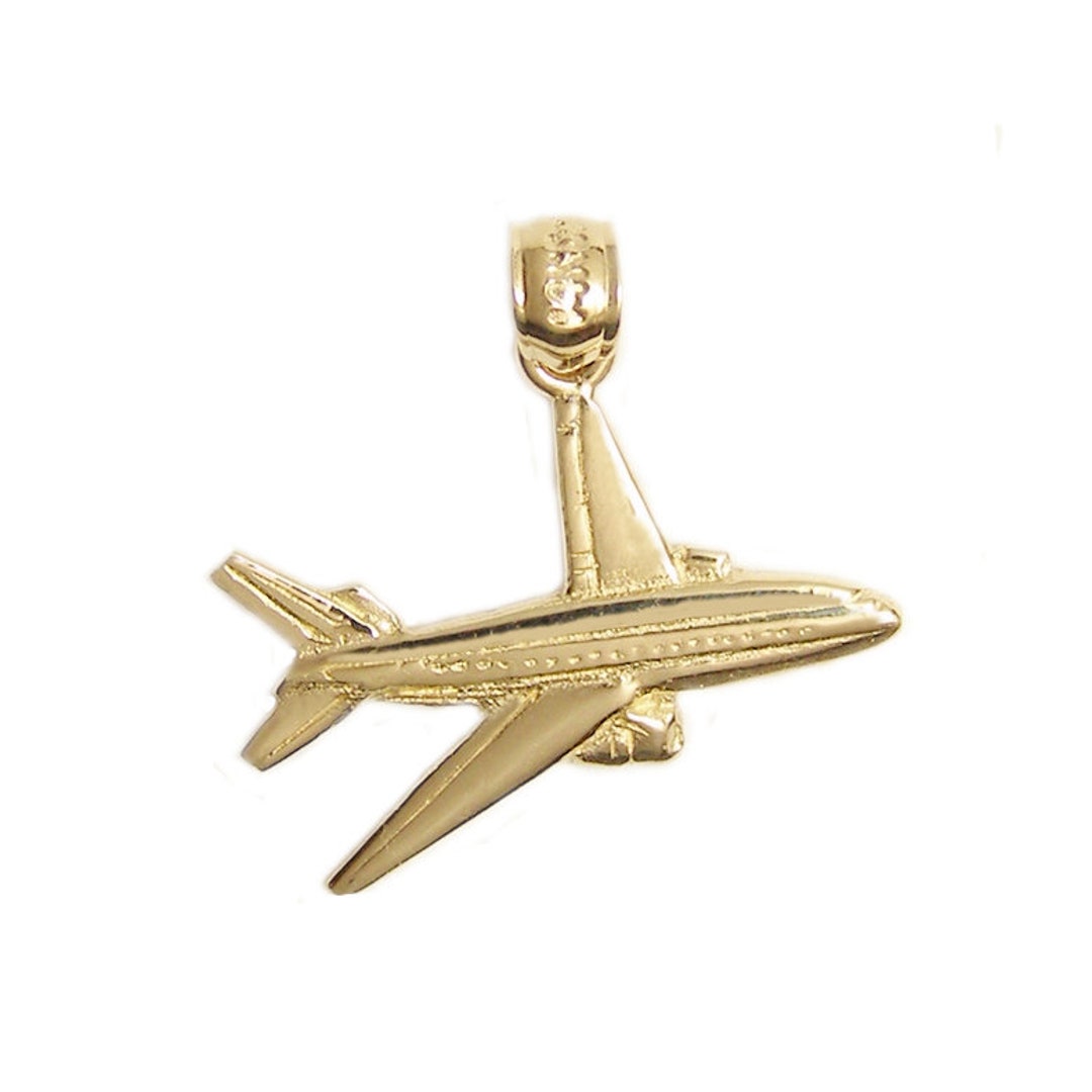 New 14k Gold Airplane Pendant - Etsy