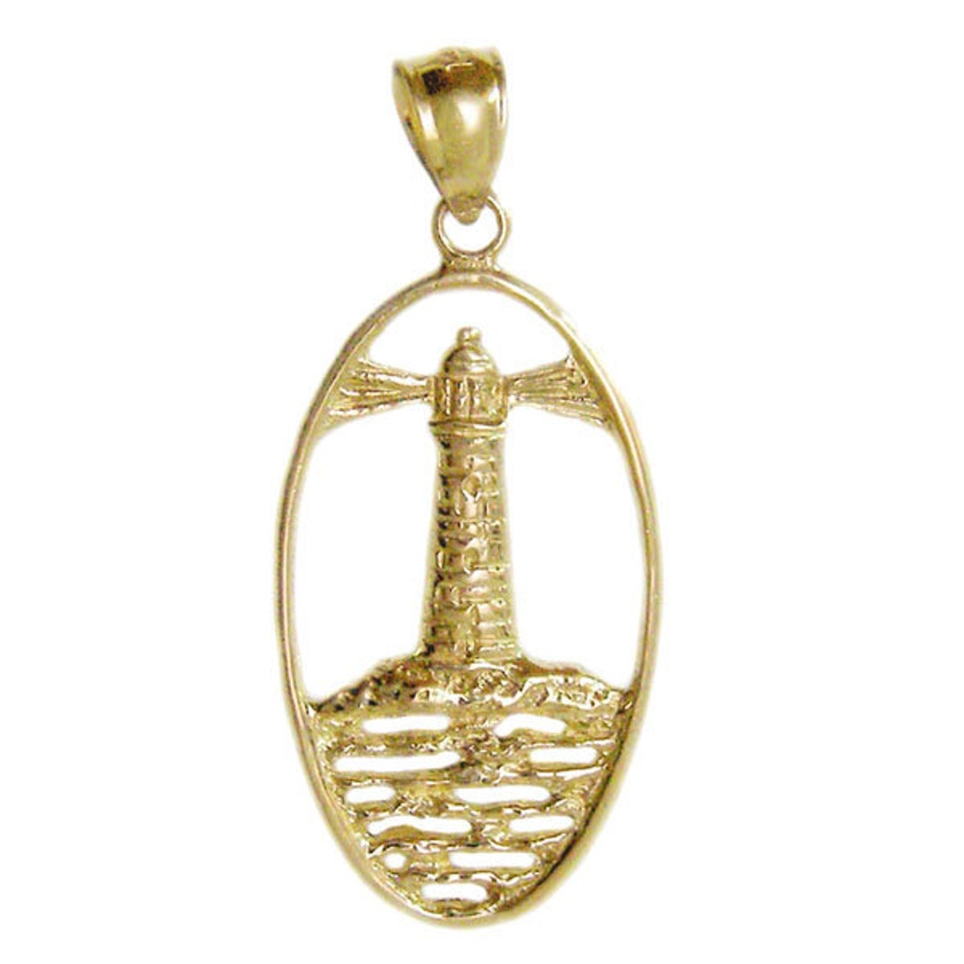 New 14k Gold Lighthouse Pendant - Etsy
