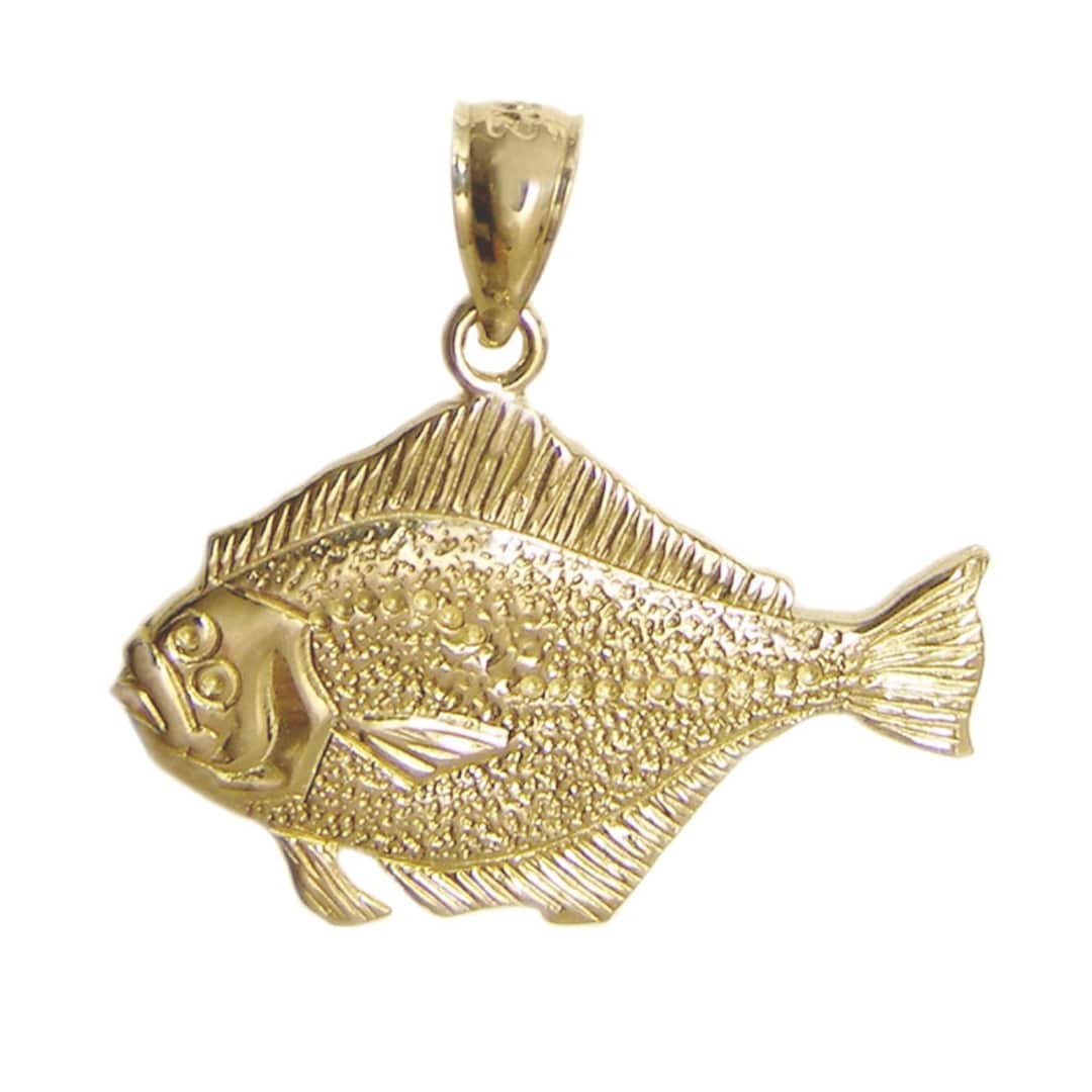 New 14k Yellow Gold Flounder Fish Pendant - Etsy