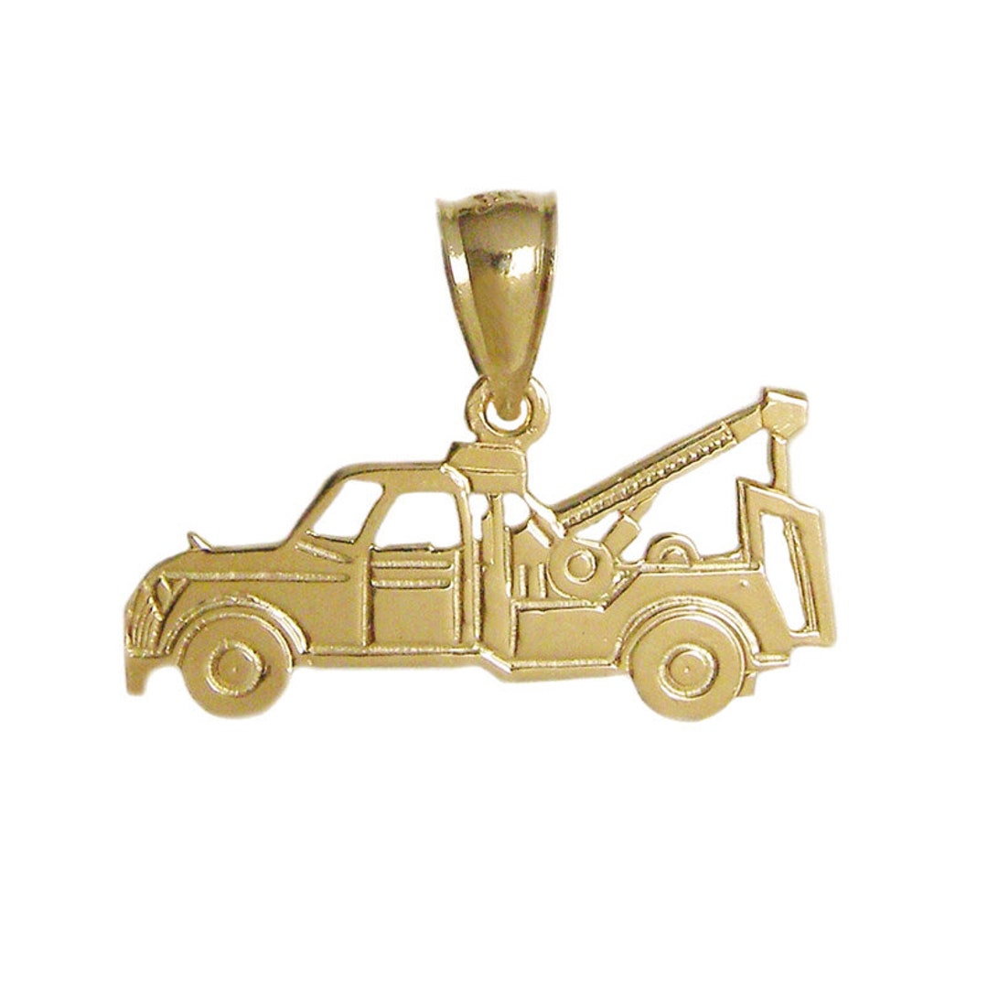 New 14k Gold Tow Truck Pendant - Etsy