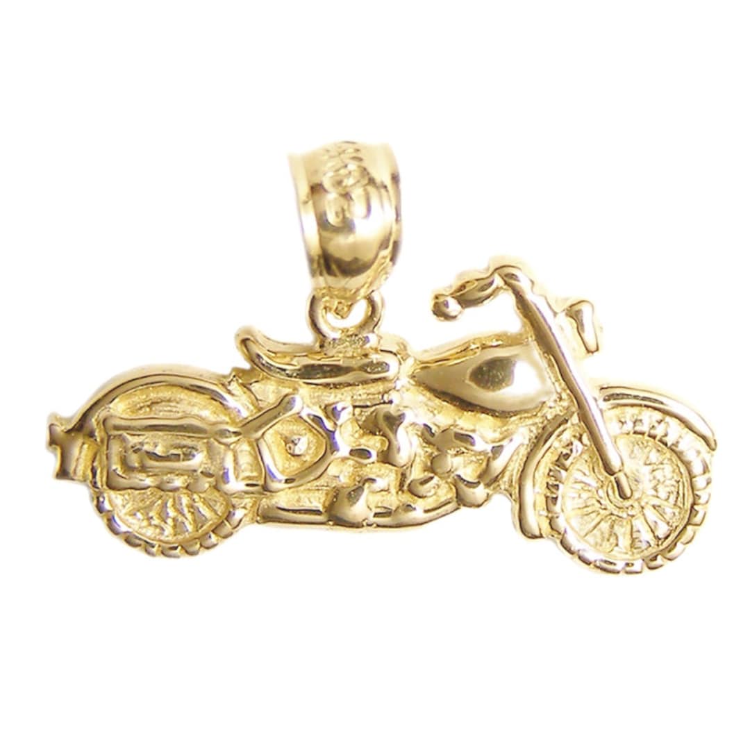 New 14k Gold Motorcycle Pendant - Etsy
