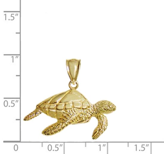 New 14k Gold Sea Turtle Pendant - Etsy