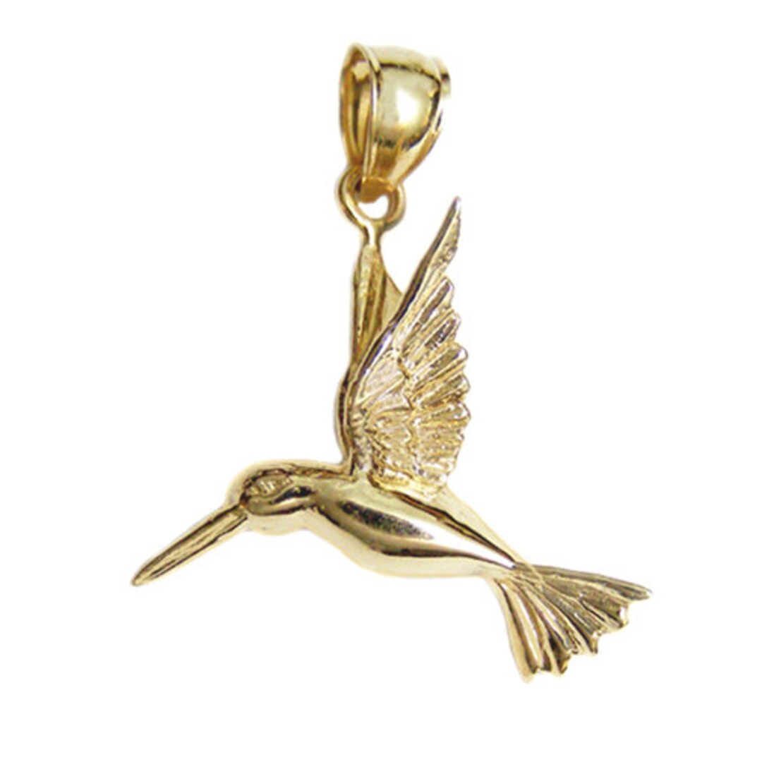 New 14k Gold Hummingbird Pendant - Etsy