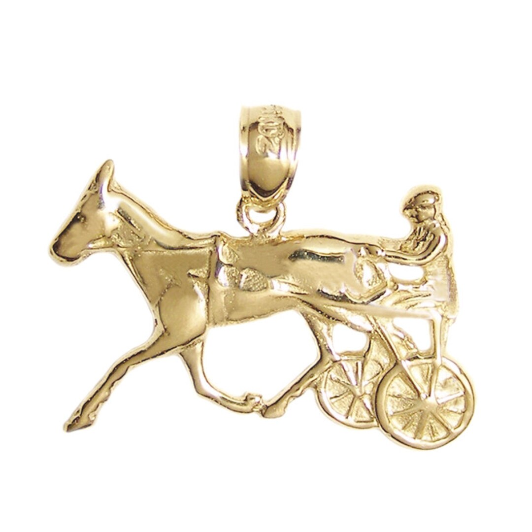 New 14k Gold Horse and Chariot Charm Pendant - Etsy