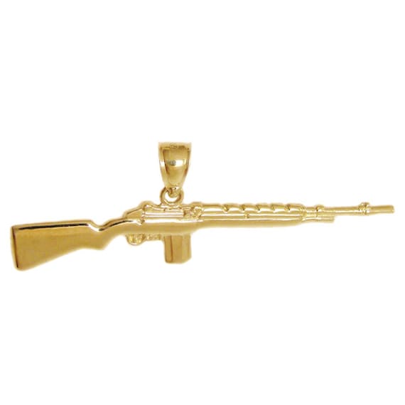 New 14k Gold M14 Rifle Gun Pendant - Etsy