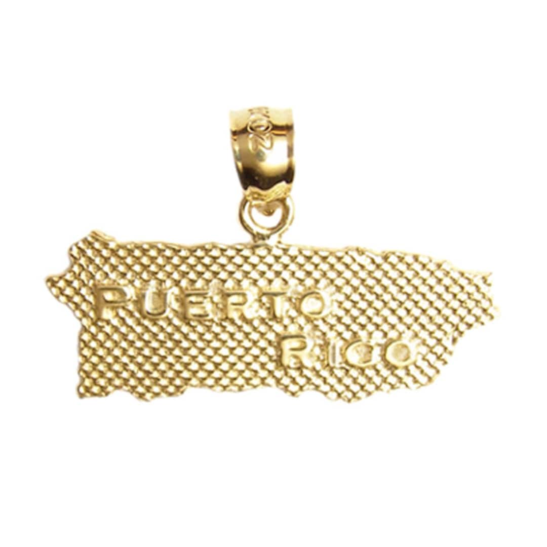 New 14k Gold Puerto Rico Island Map Pendant - Etsy