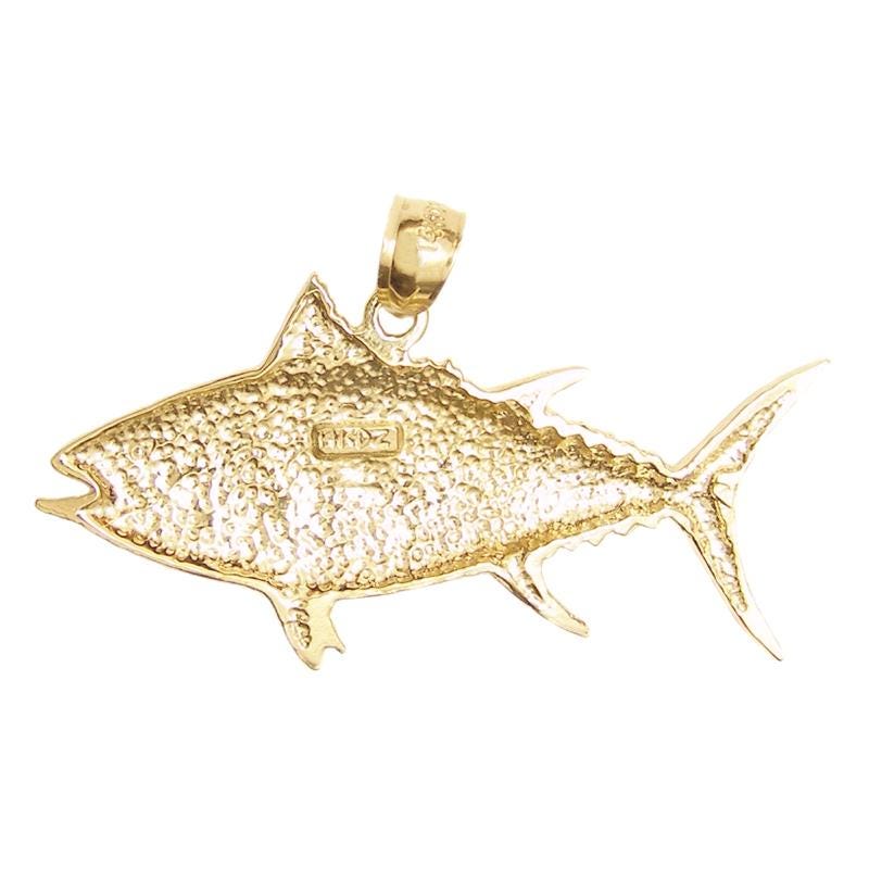 New 14k Gold Tuna Fish Pendant - Etsy