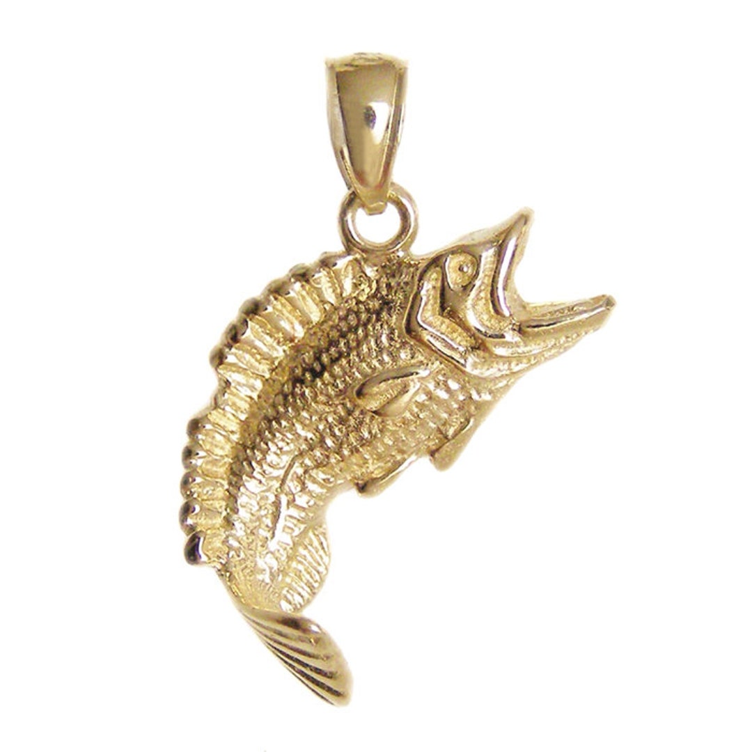 New 14k Gold 3-D Bass Fish Pendant - Etsy