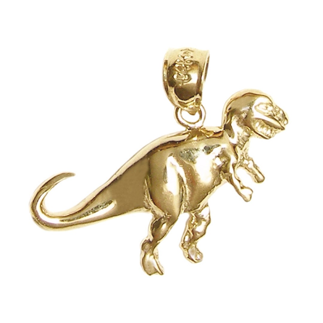 New 14k Yellow Gold T-rex Dinosaur Pendant - Etsy