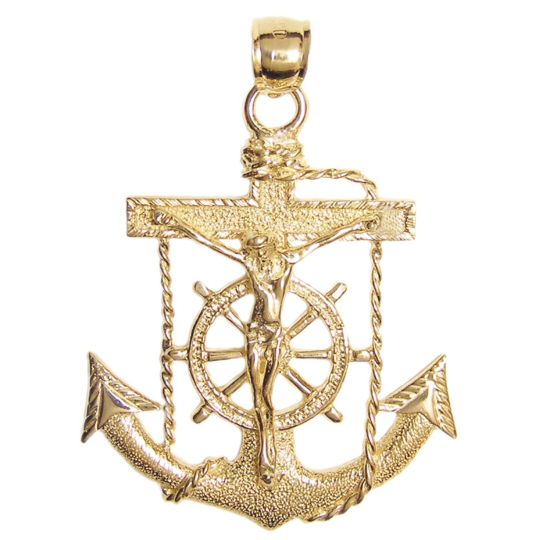 New 14k Gold Mariners Cross Crucifix Anchor Pendant - Etsy