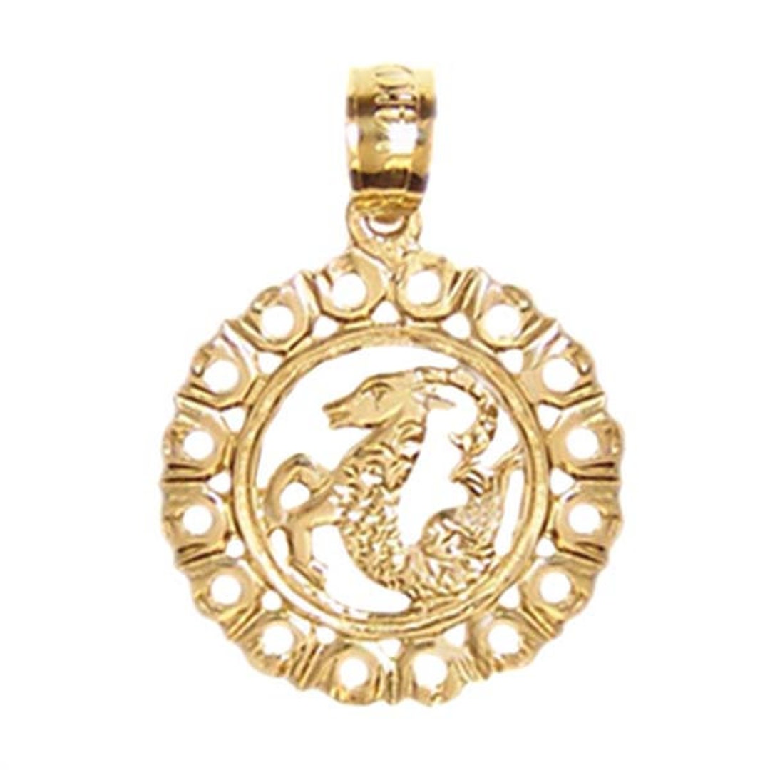 New 14k Gold Capricorn Zodiac Pendant - Etsy