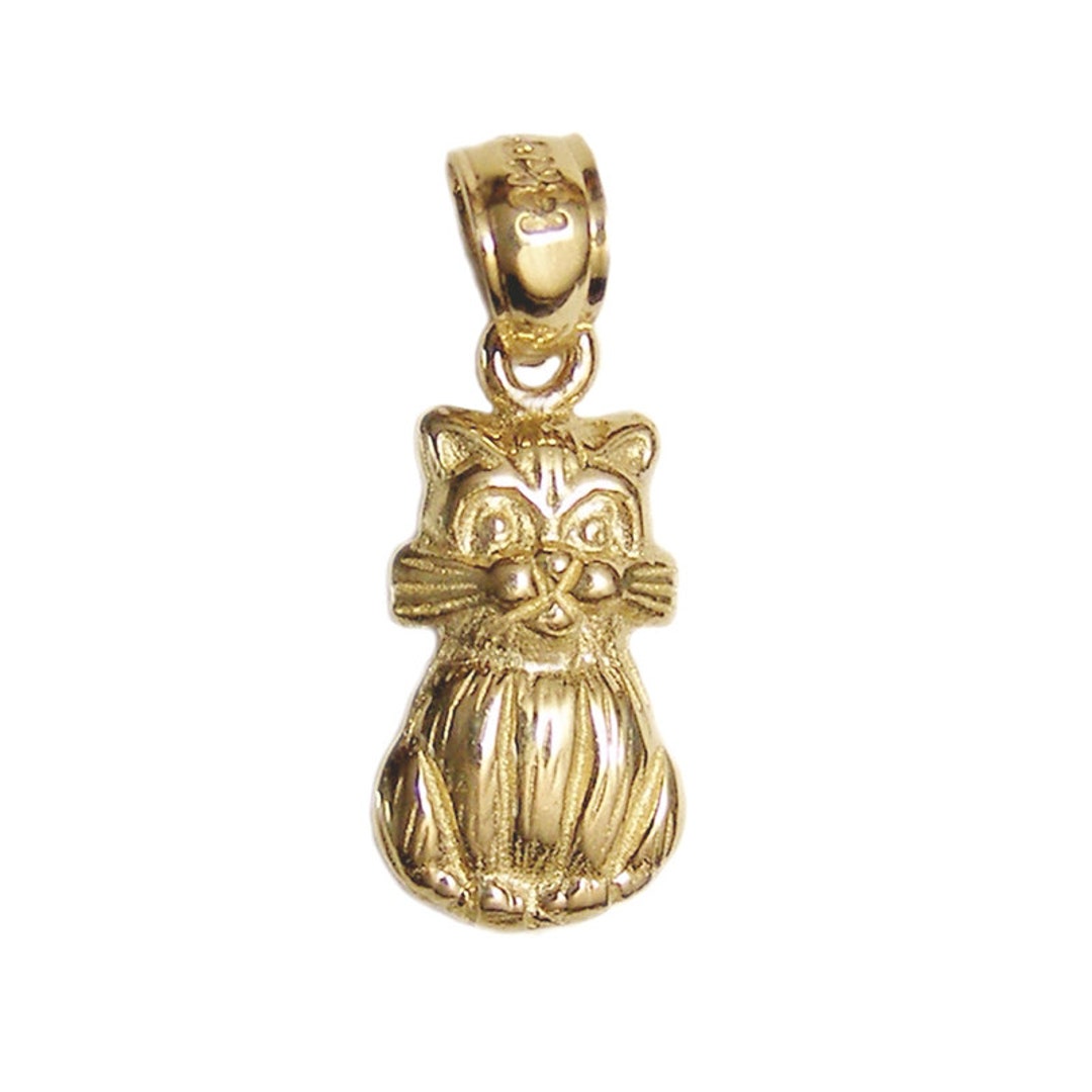 New 14k Gold Cat Pendant - Etsy