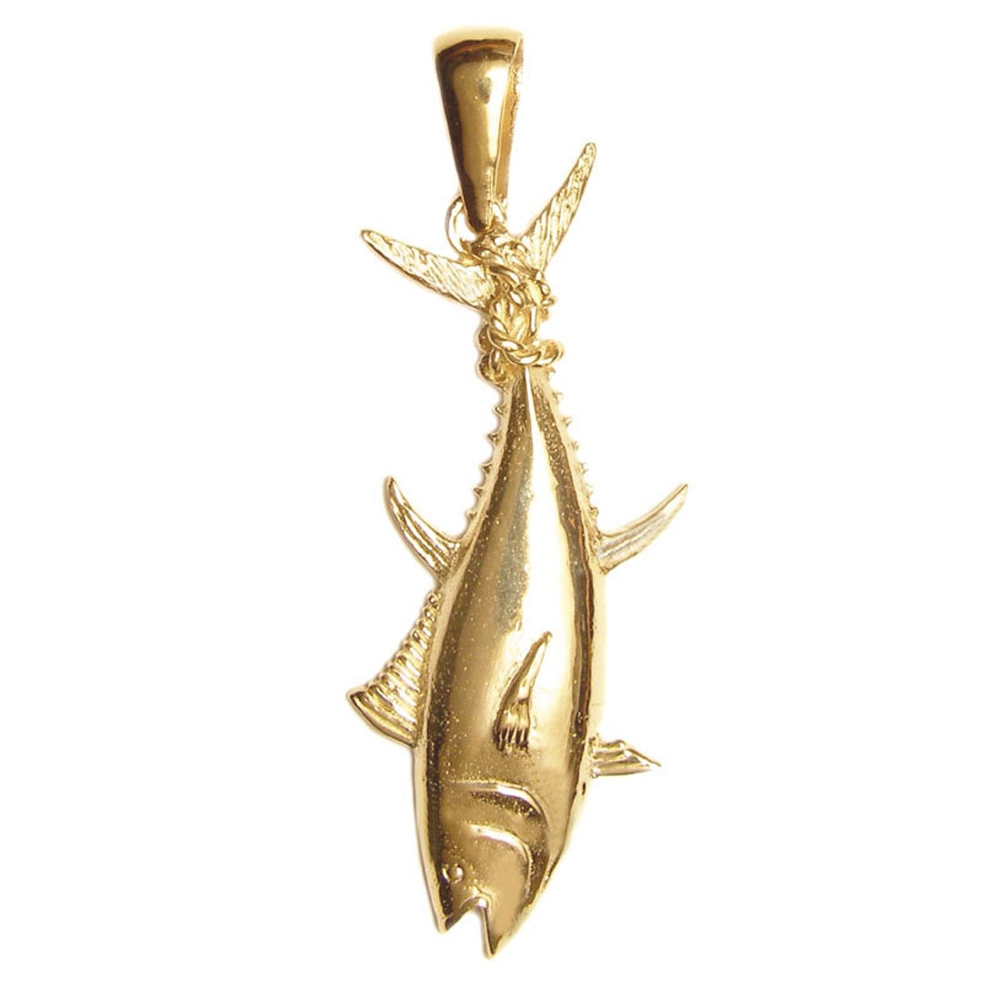New 14k Gold Tuna Fish Pendant - Etsy