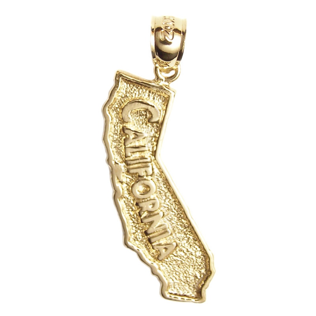 New 14k Gold California State Map Pendant - Etsy