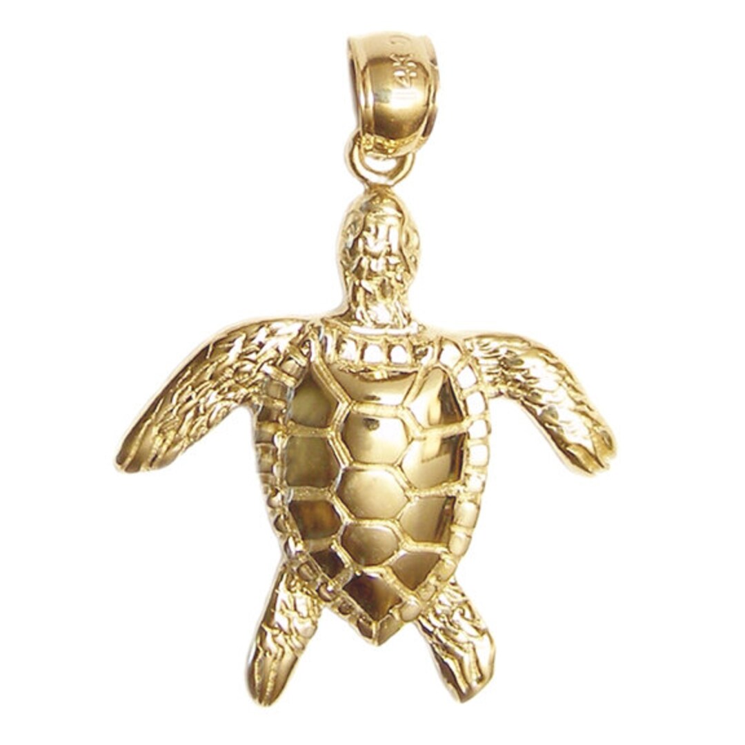 New 14k Gold Sea Turtle Pendant - Etsy