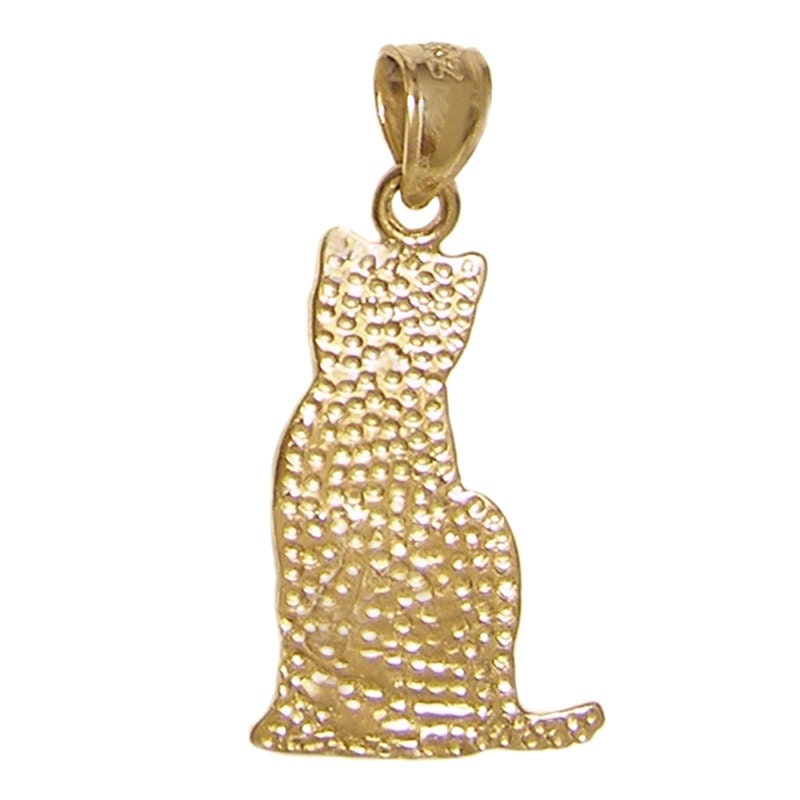 New 14k Yellow Gold Cat Pendant - Etsy