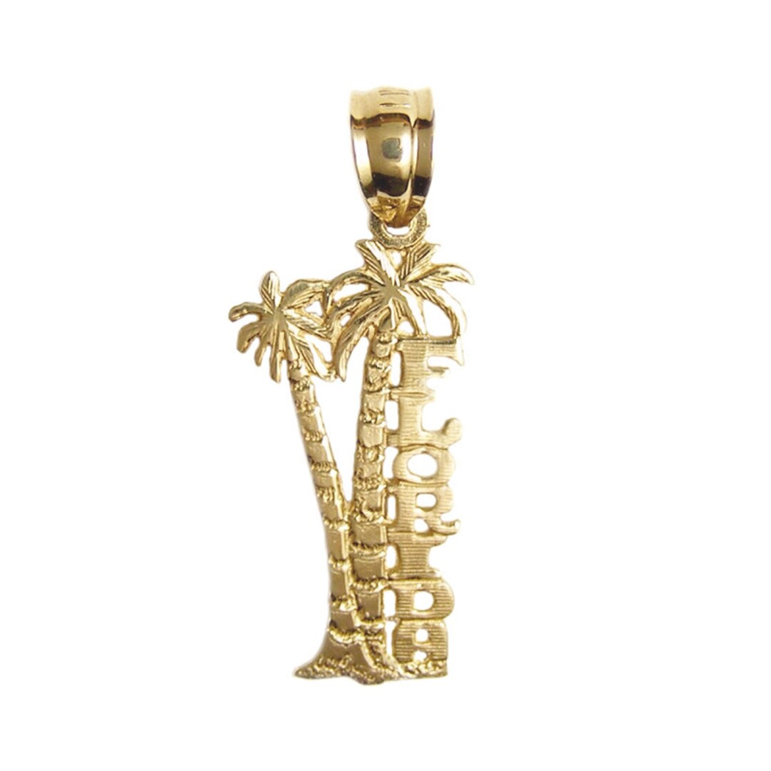New 14k Gold Tiny Florida Palm Trees Pendant - Etsy
