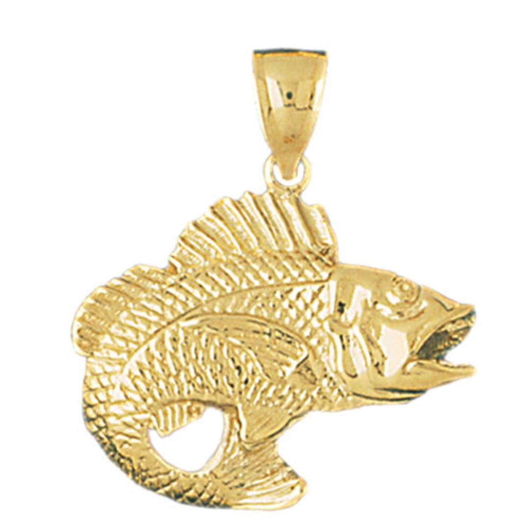 New 14k Gold 3D Bass Fish Pendant - Etsy