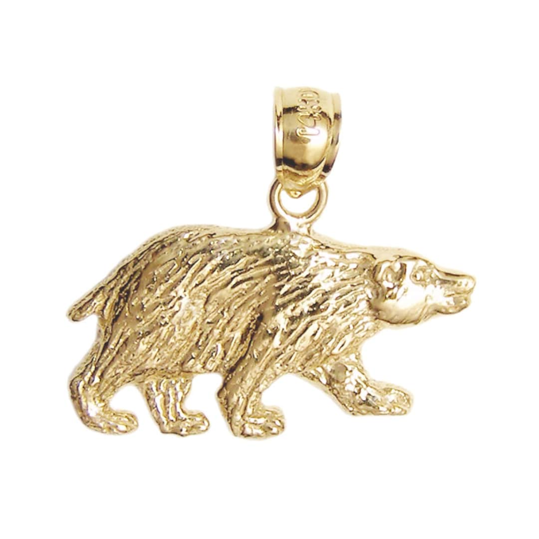 New 14k Gold Bear Pendant - Etsy