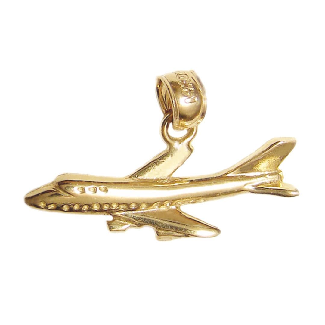 New 14k Gold Airplane Pendant - Etsy