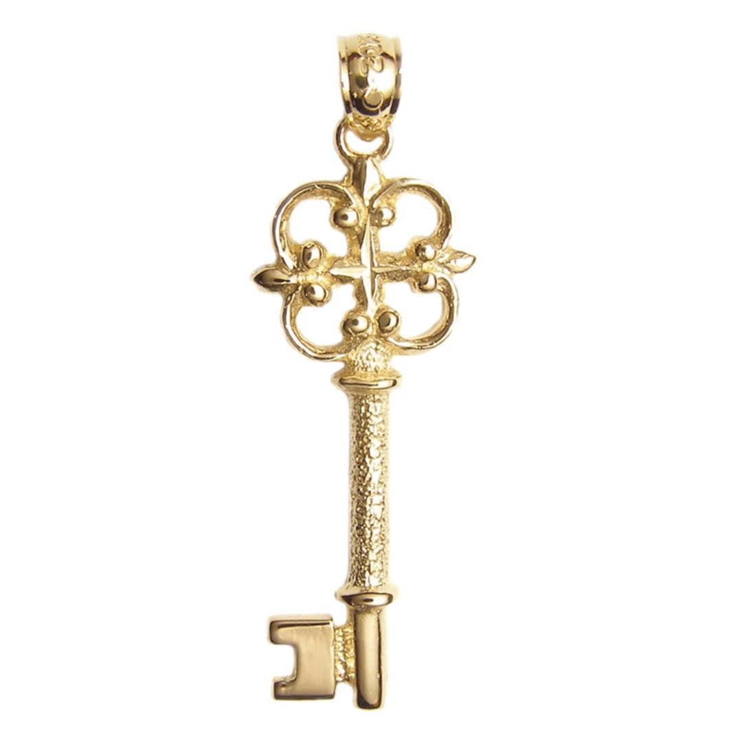 New 14k Gold Key Pendant - Etsy