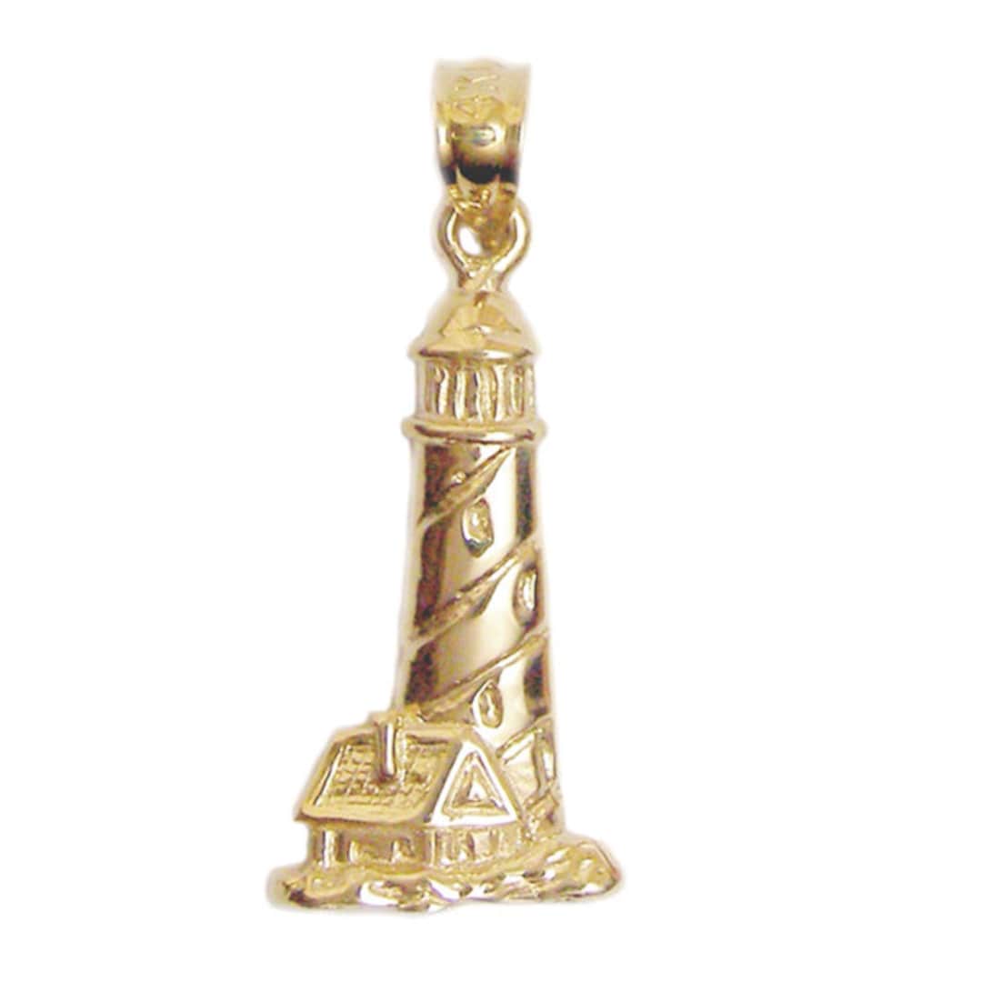 New 14k Gold Lighthouse Pendant/charm - Etsy