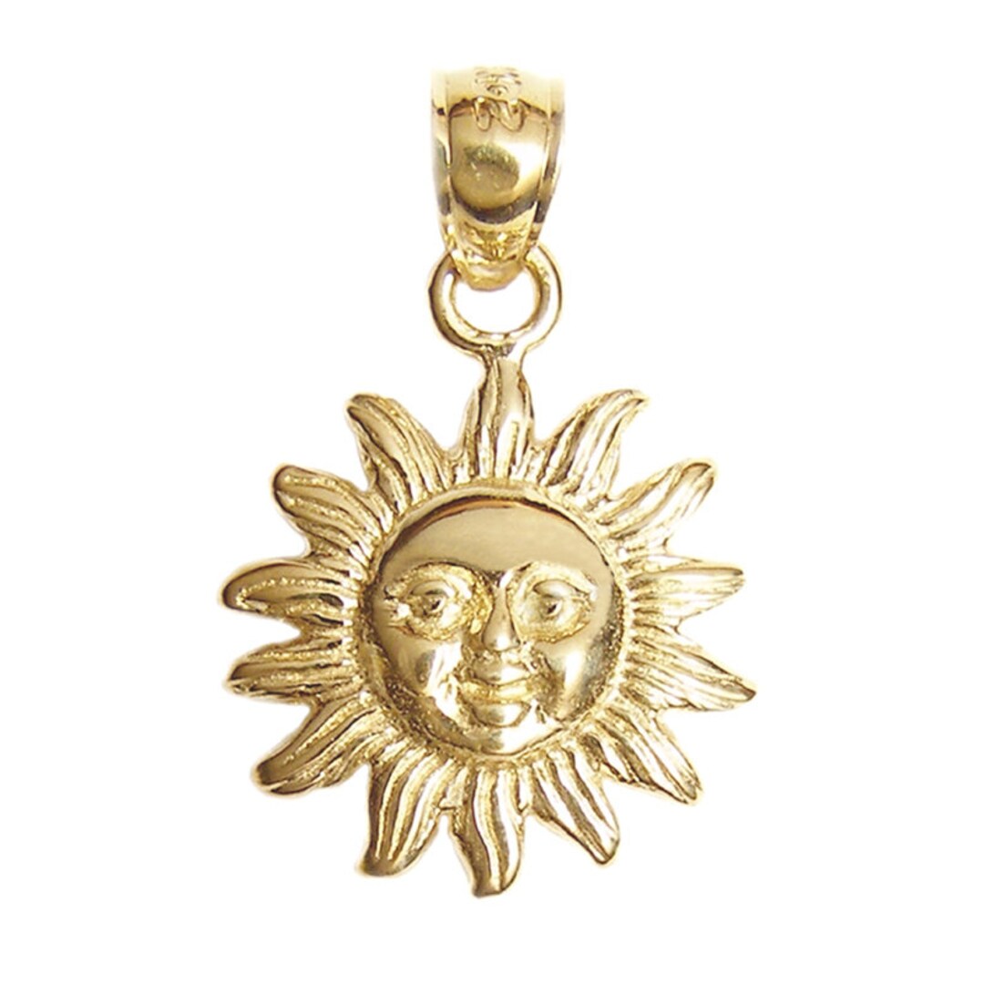 New 14k Yellow Gold Sun Pendant - Etsy