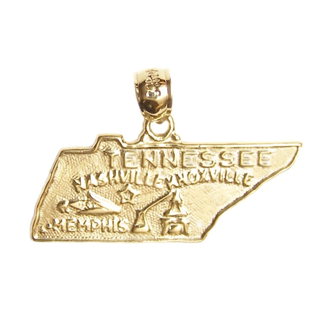 New 14k Gold Tennessee State Map Charm Pendant - Etsy