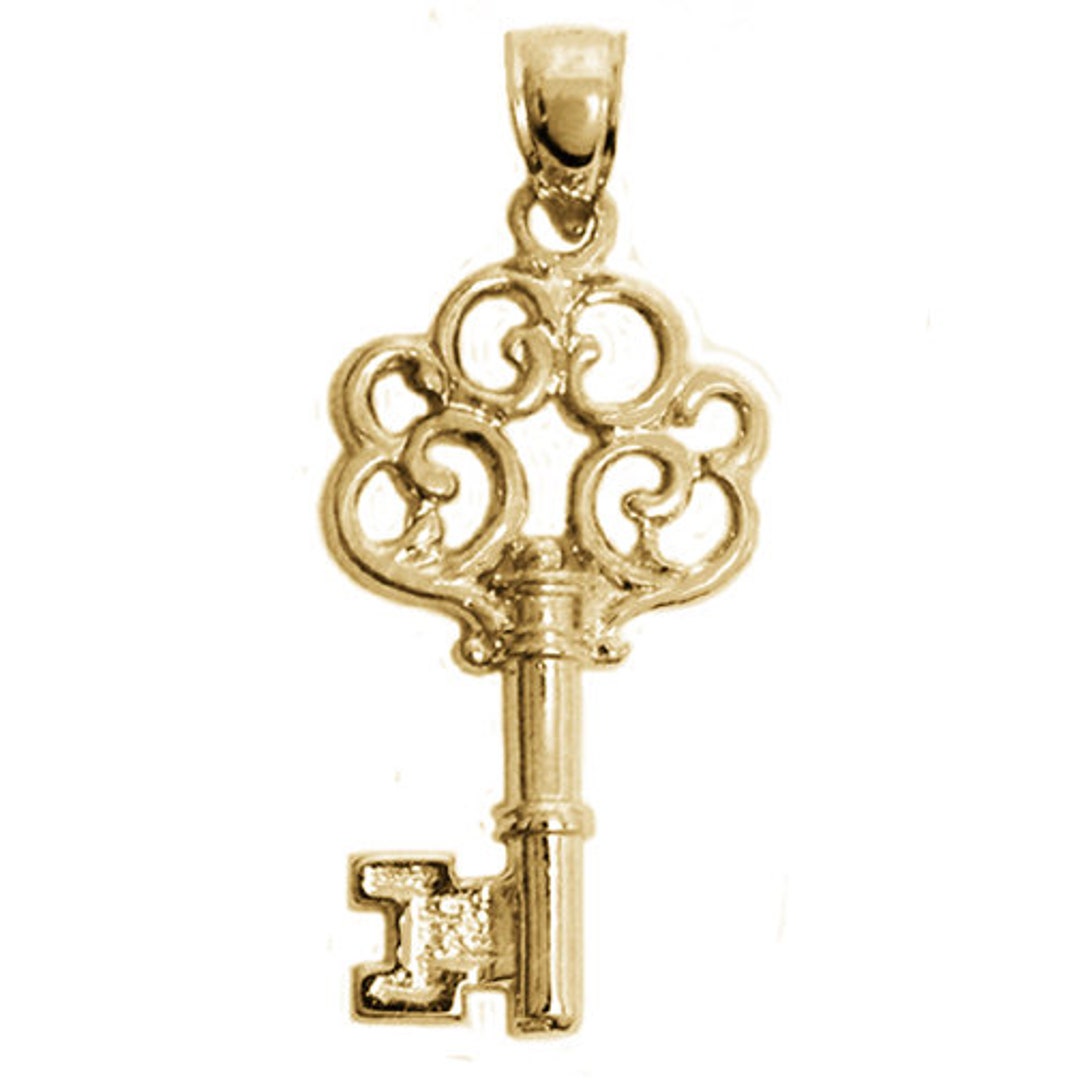 New 14k Gold Key Pendant - Etsy