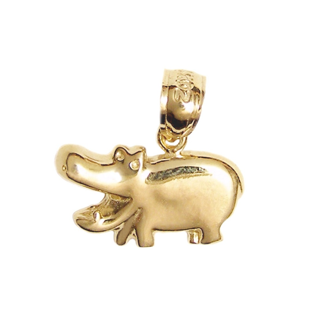 New 14k Gold Hippopotamus Pendant - Etsy