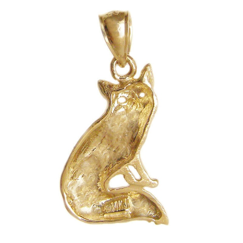 New 14k Gold Sitting Fox Pendant - Etsy