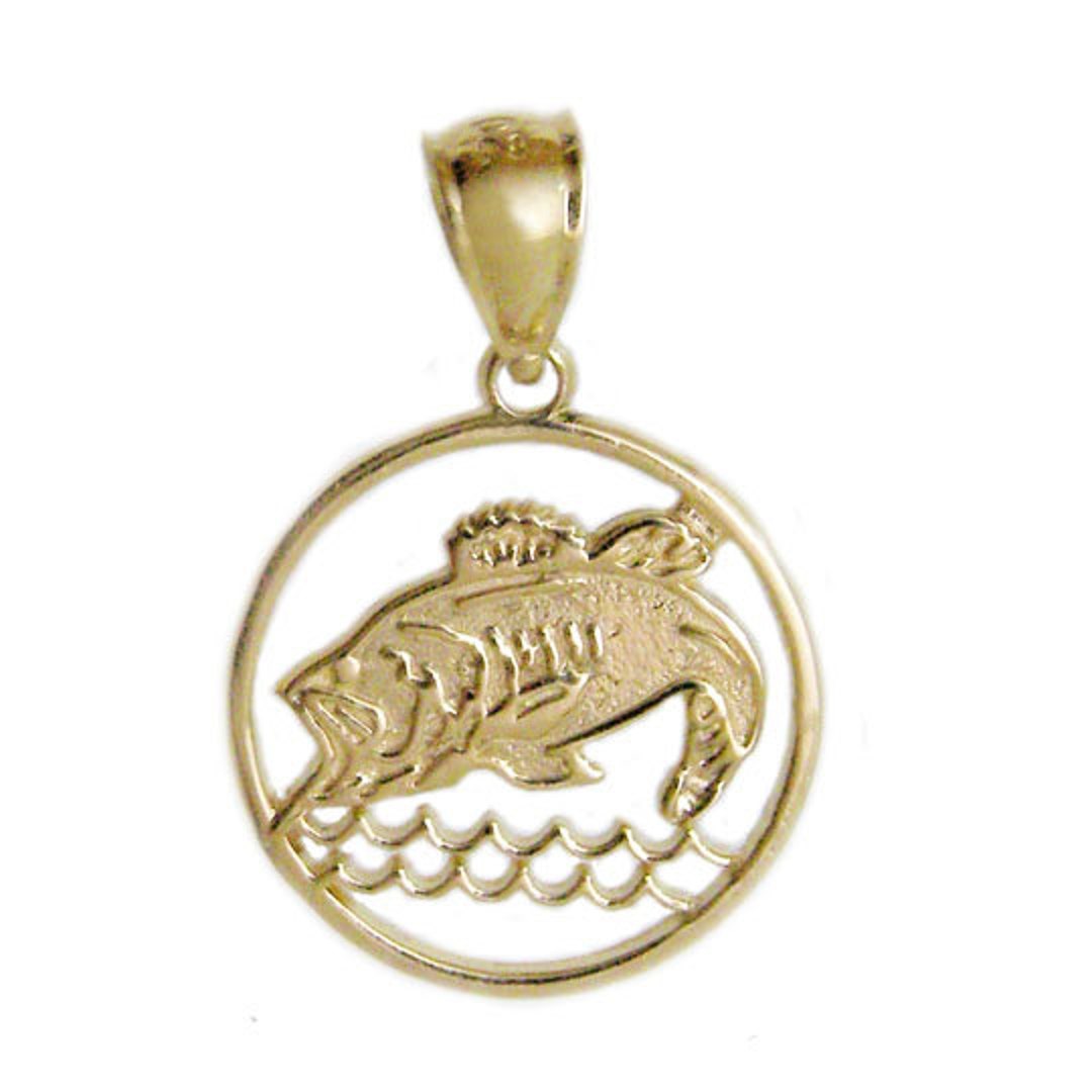 New 14k Gold Bass Fish Charm Pendant - Etsy