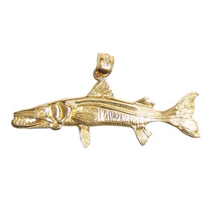New 14k Gold 3D Barracuda Fish Pendant - Etsy