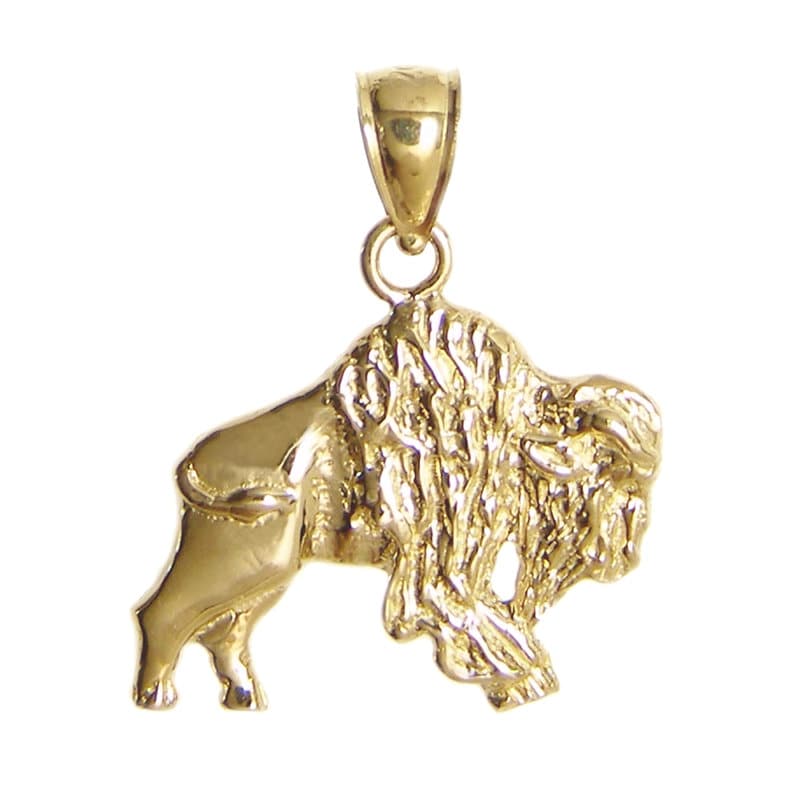 14k Gold Bison Pendant - Etsy