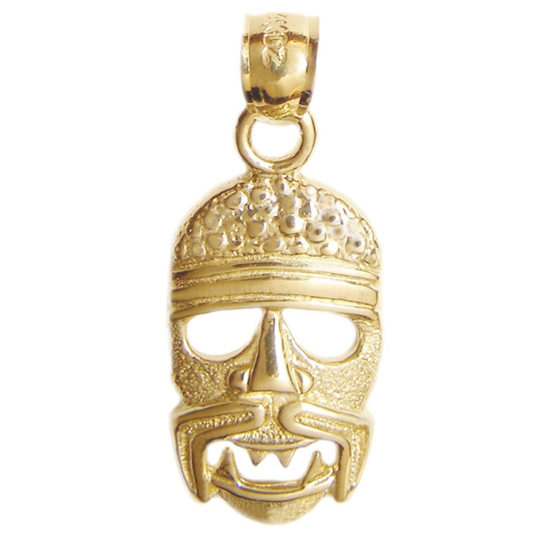 New 14k Gold African Tribal Mask Pendant - Etsy
