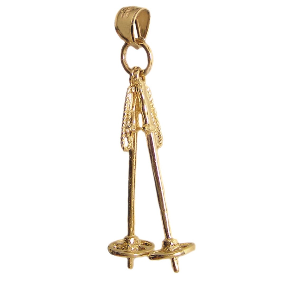 14k Gold Ski Poles Charm Pendant - Etsy