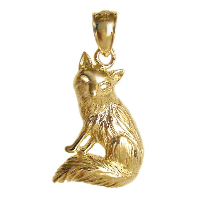 New 14k Gold Sitting Fox Pendant - Etsy