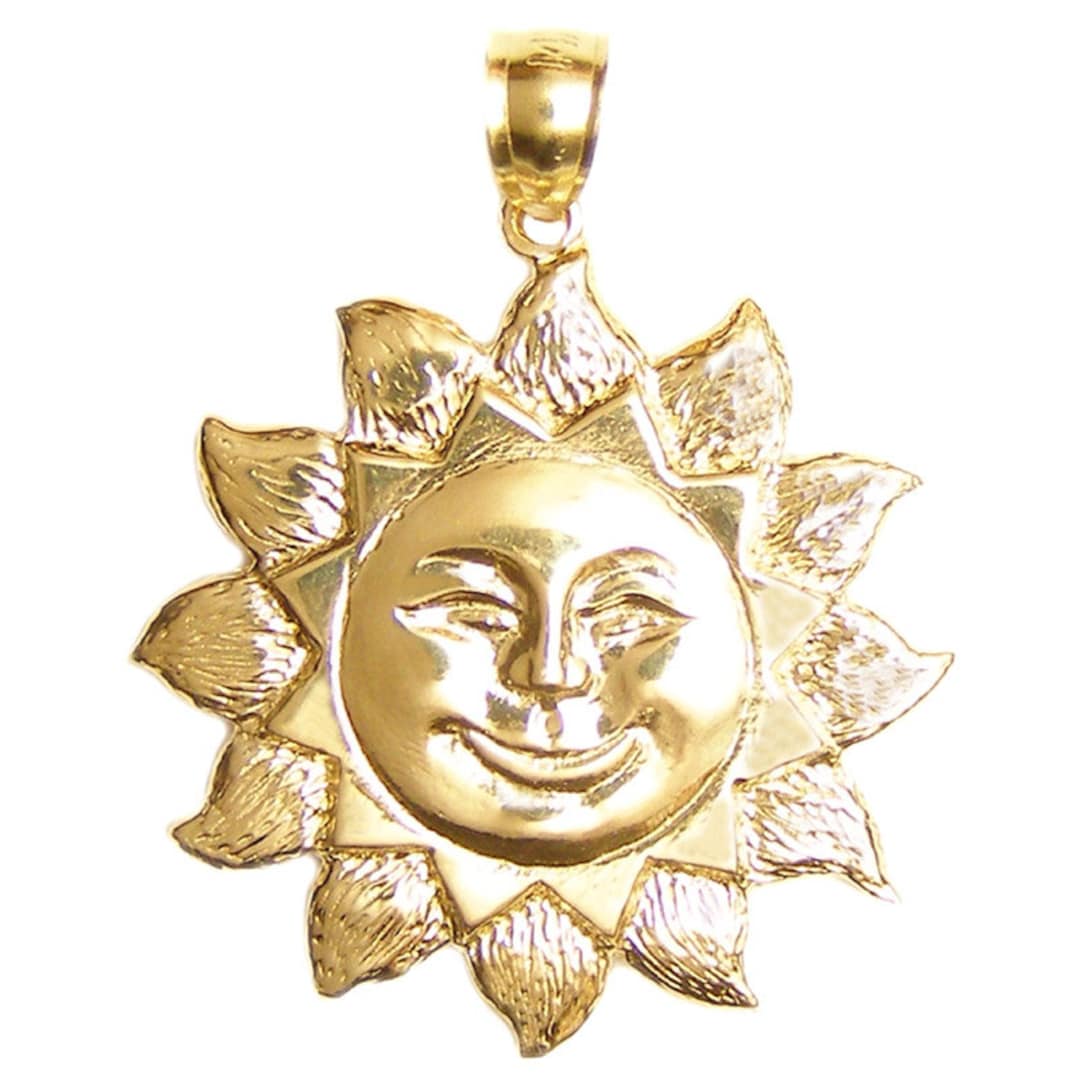 14k Yellow Gold Sun Pendant - Etsy
