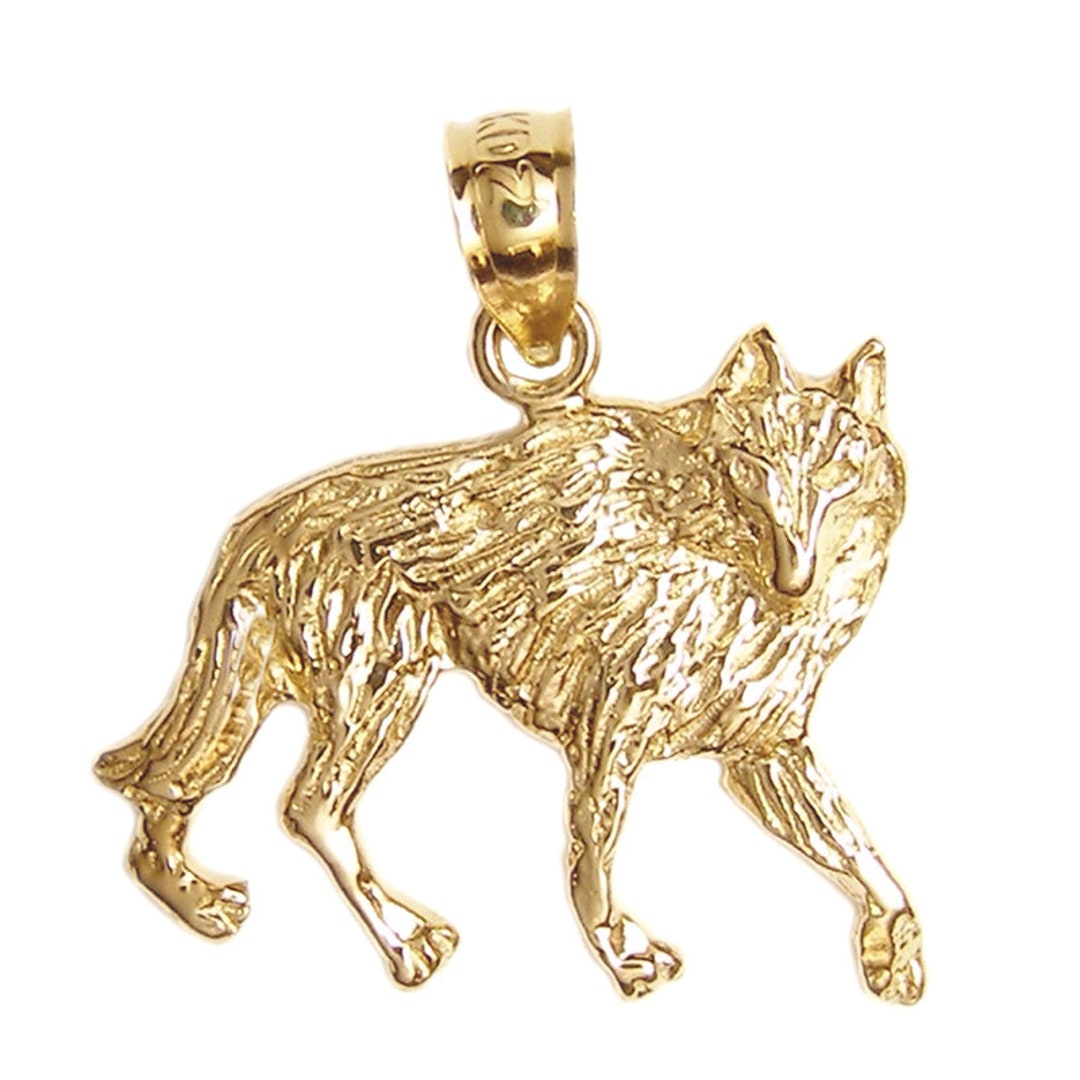 New 14k Gold Wolf Pendant - Etsy