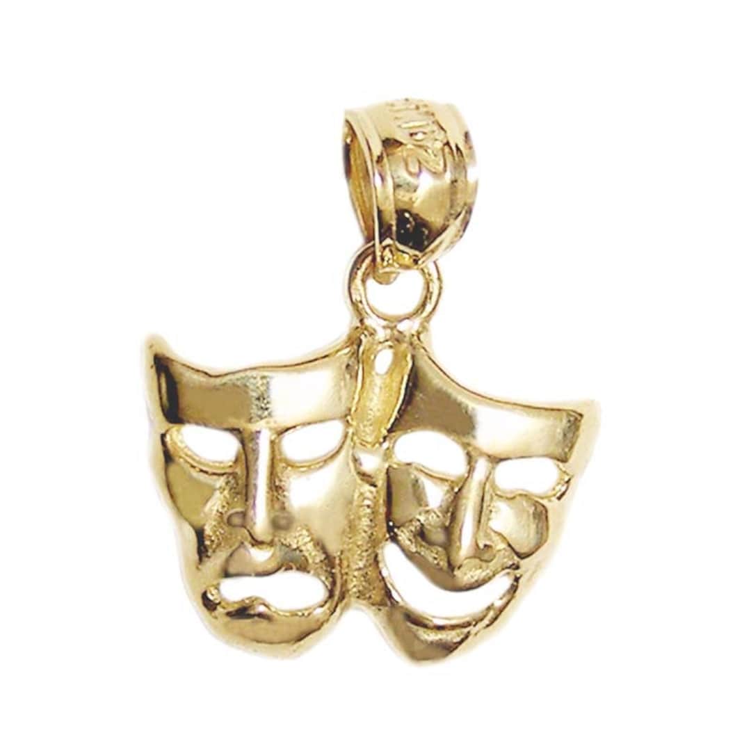 New 14k Gold Comedy Tragedy Drama Mask Pendant - Etsy